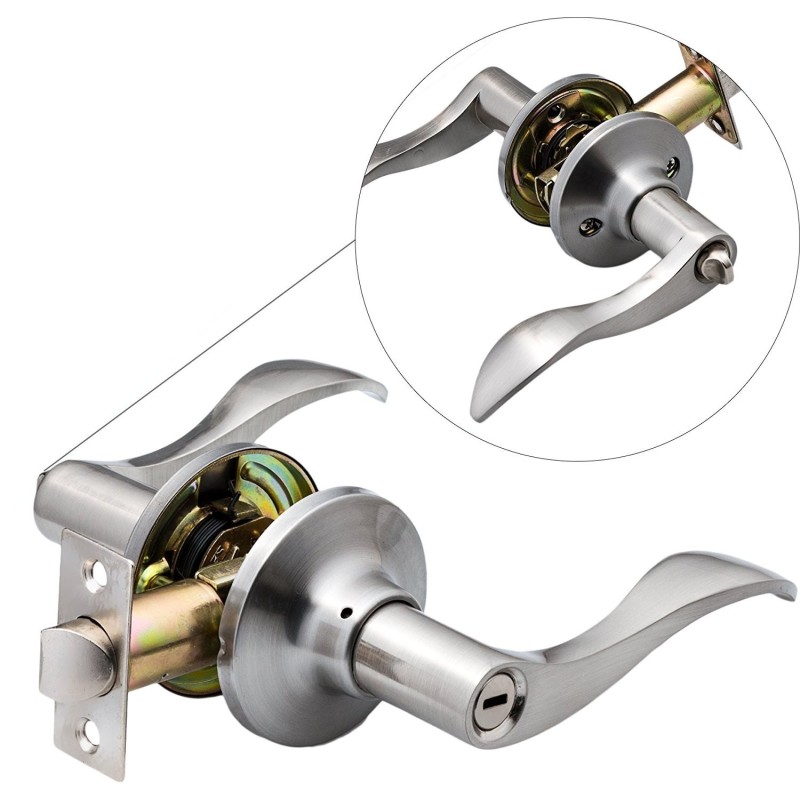 Stainless Steel Entry Door Lock Privacy Lever door handle Reversible ...